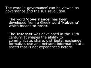 Evolution of study of e governance | PPTX
