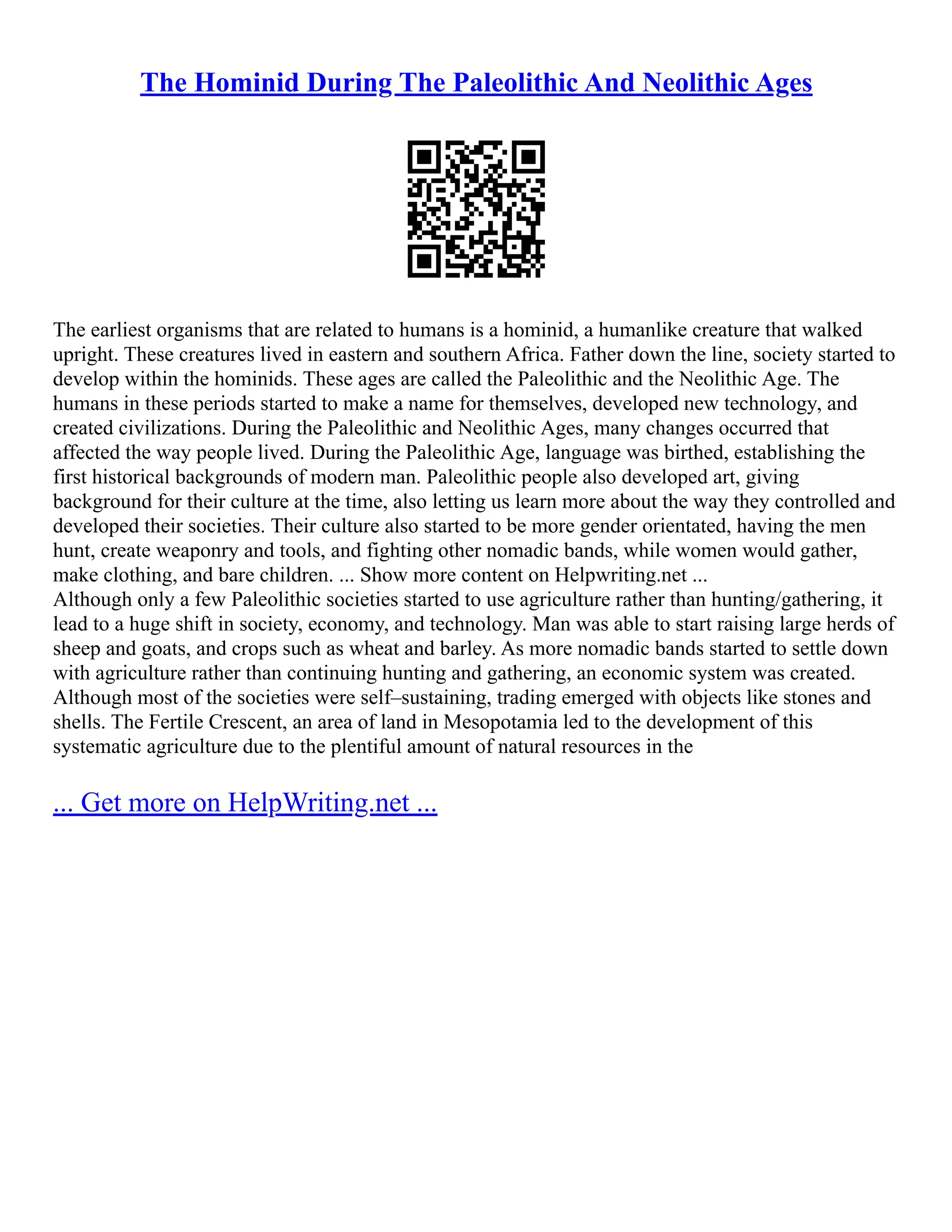 Evolution Of The Hominids | PDF