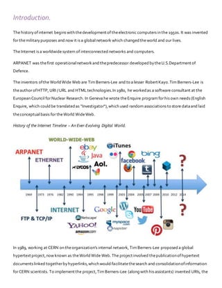 Evolution of the internet | DOCX | Search | Internet