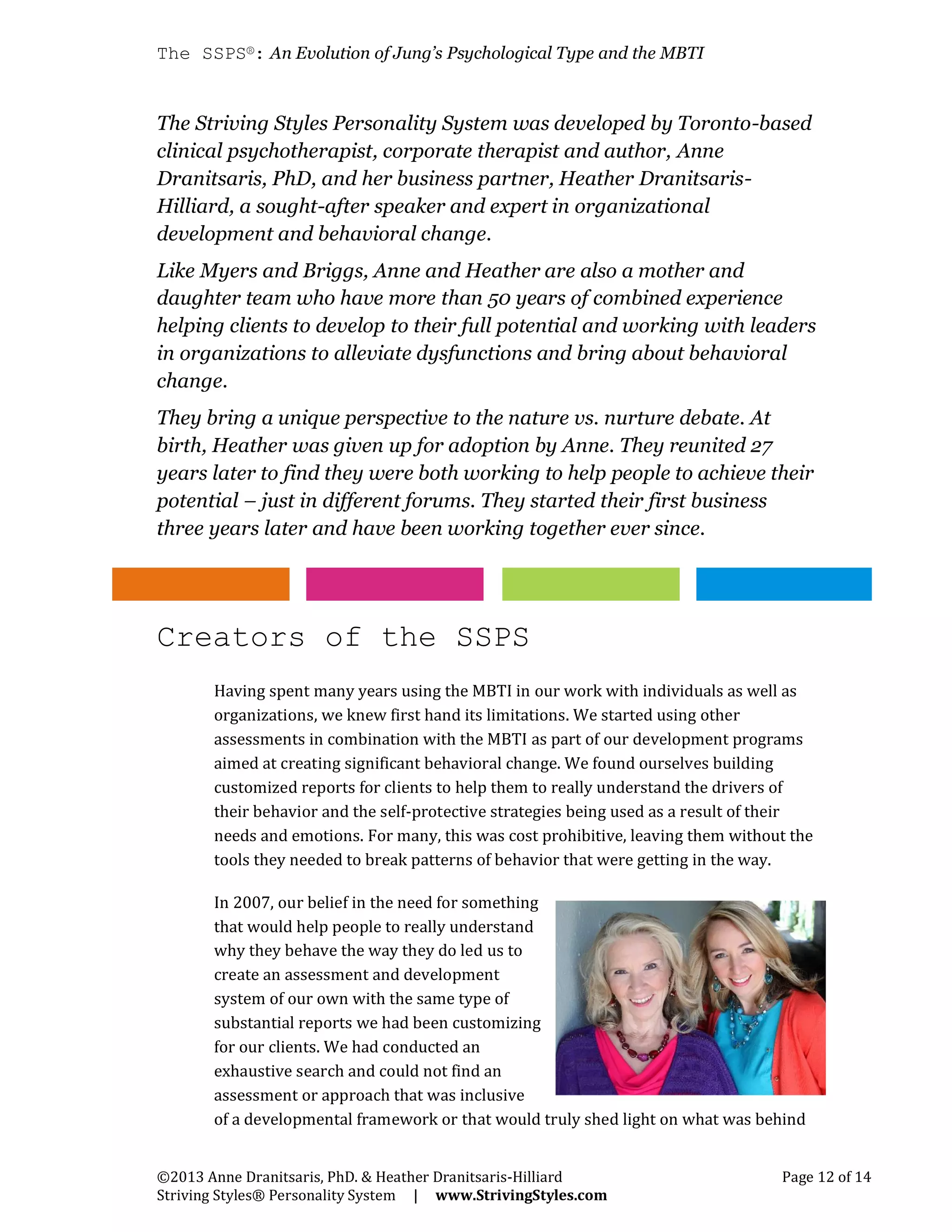 Evolution of the Jung's Typology and the Myers-Briggs Type Indicator ...