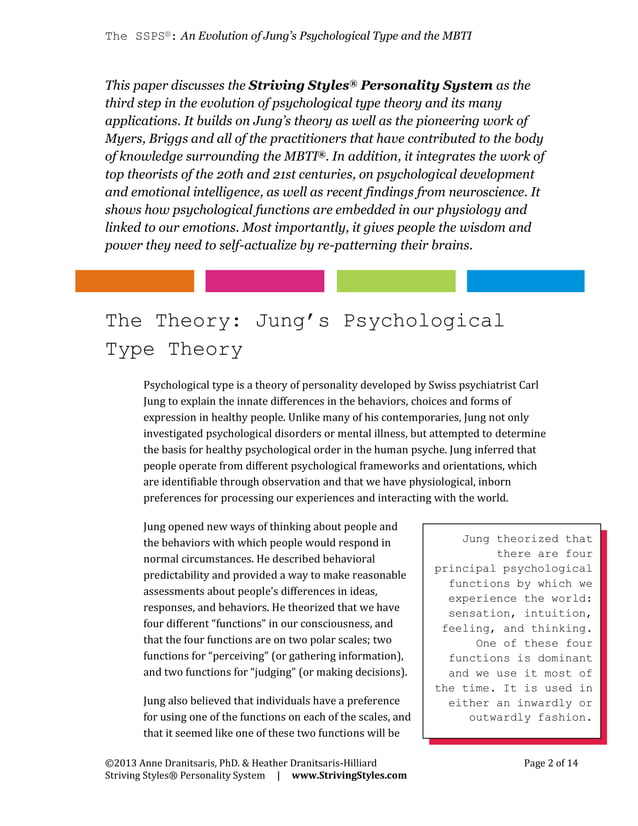Evolution of the Jung's Typology and the Myers-Briggs Type Indicator ...