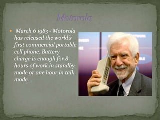 Evolution of the mobile phone | PPTX | Smartphones | Consumer Electronics