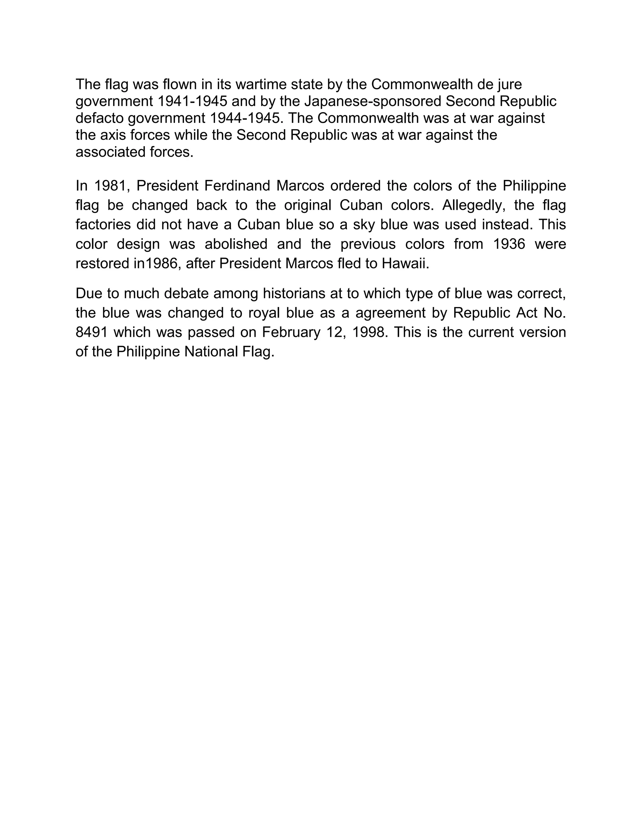 Evolution of the Philippine Flag | PDF