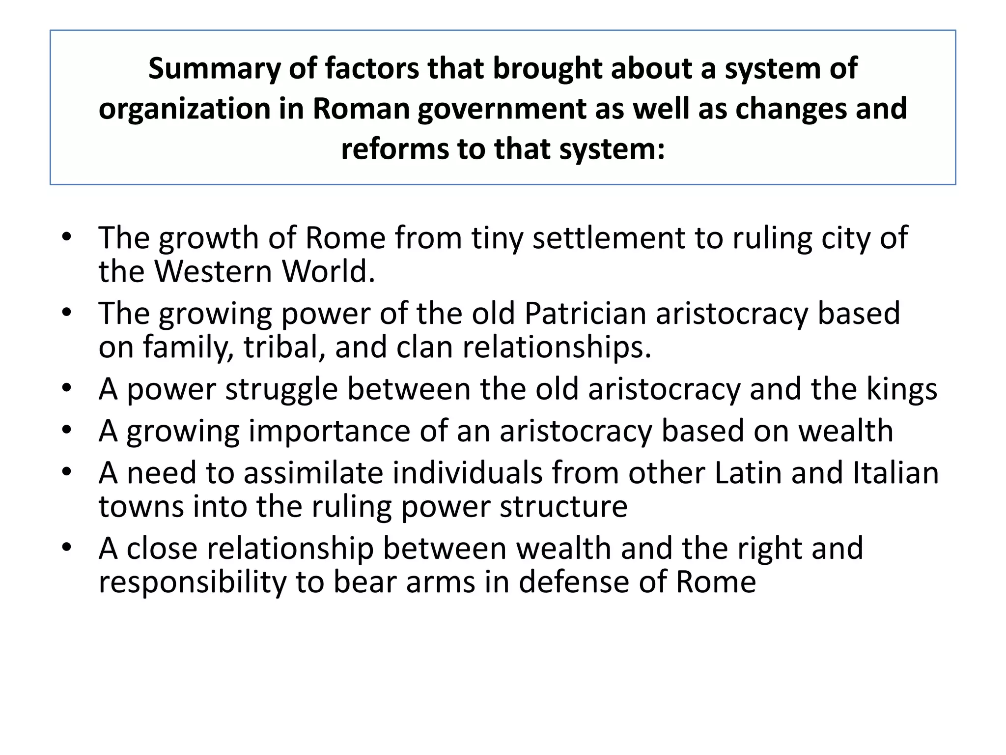 Evolution of the roman government during the early | PPTX