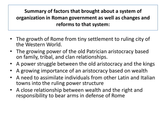 Evolution of the roman government during the early | PPT