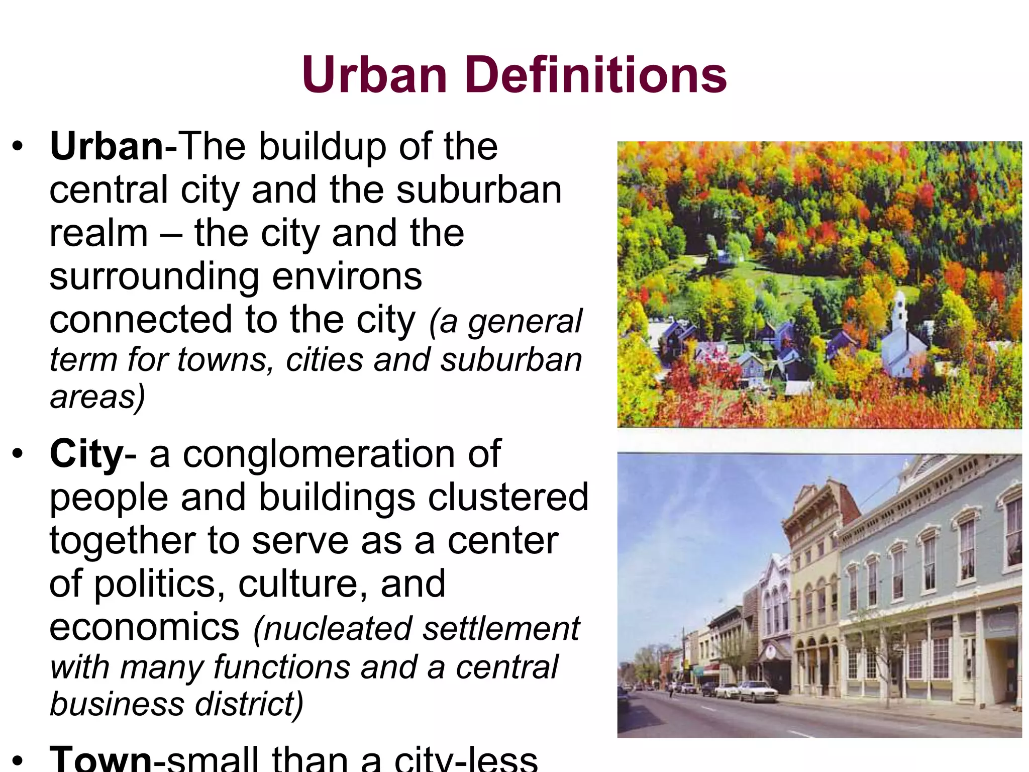Evolution of Town, Cities and Urban: World Perspective | PPSX