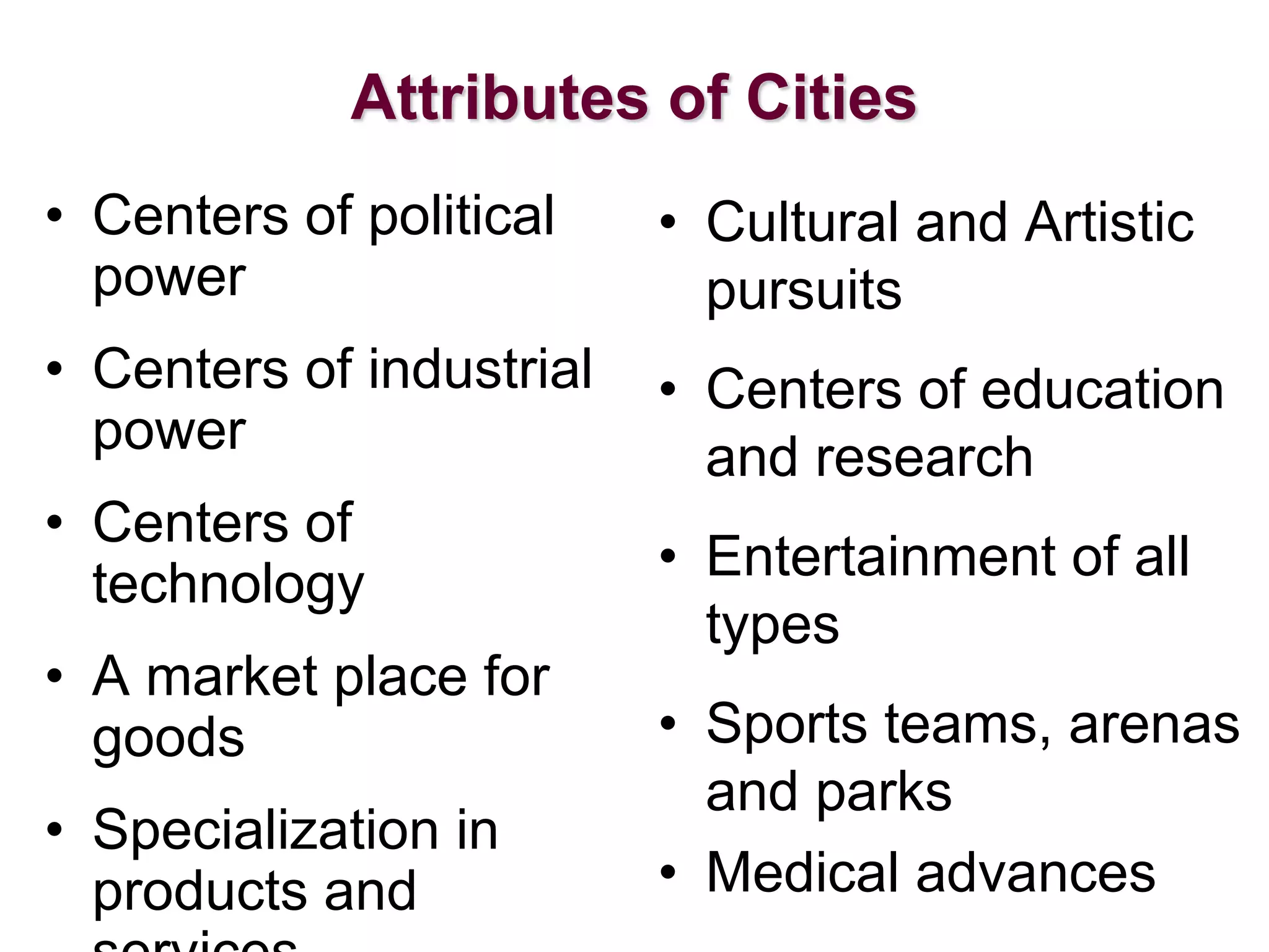 Evolution of Town, Cities and Urban: World Perspective | PPSX