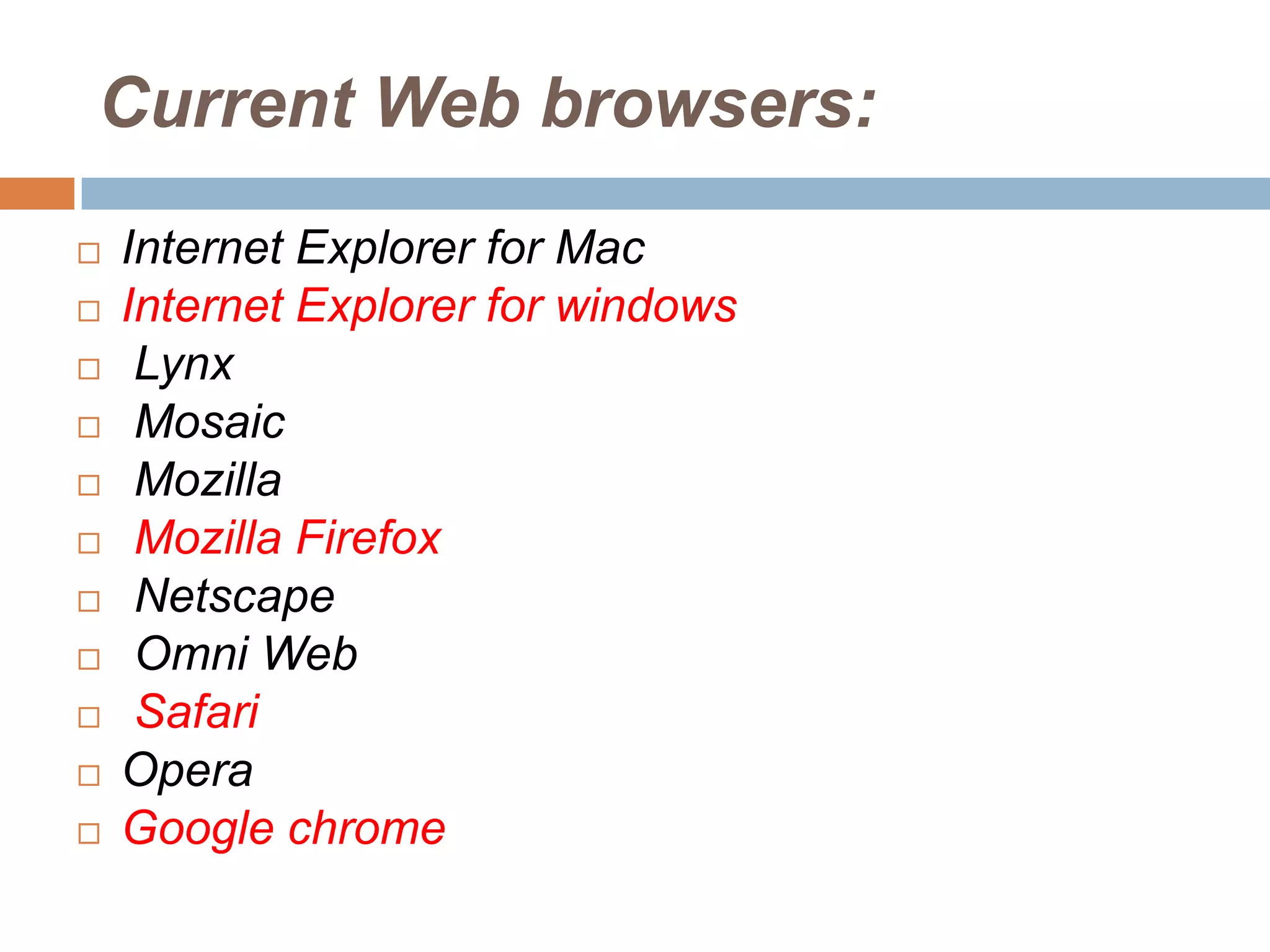 Evolution of web browsers ppt | PPTX