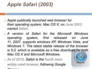 Evolution of web browsers ppt | PPTX