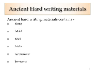 Evolution of writing materials with emphasis to india project ignou | PPSX