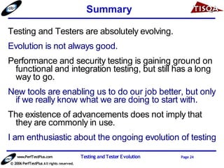 Testing and Tester Evolution | PPT