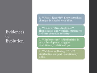 Evolution and its evidences power point presentation | PPT