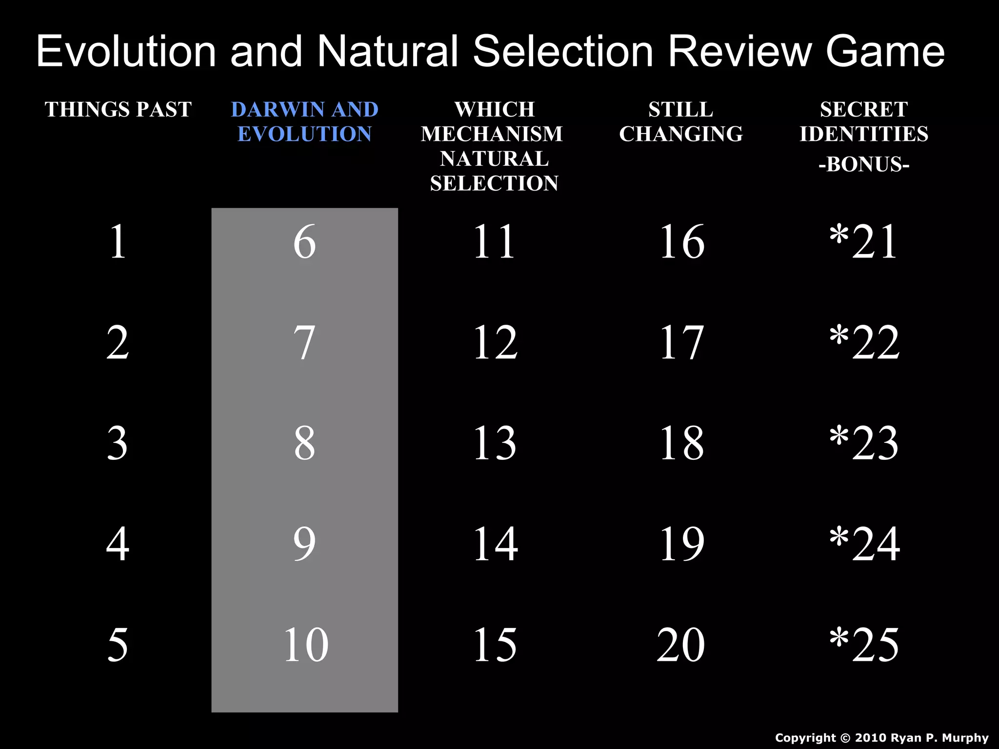 Evolution, Natural Selection PowerPoint Quiz, Game, Biology and Darwin ...