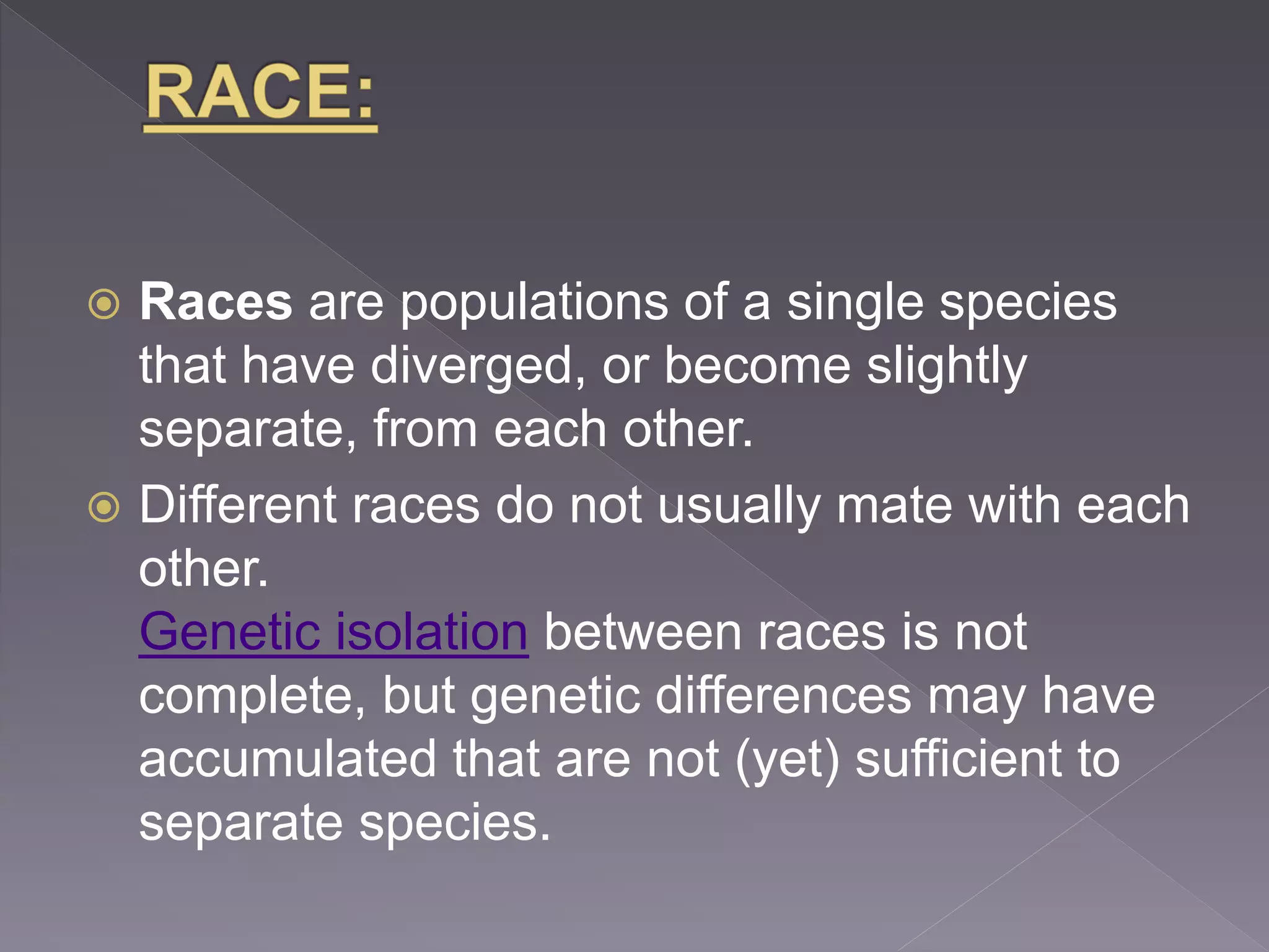 Evolution species to races | PPTX