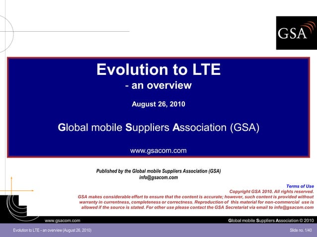 Evolution to LTE - An Overview August 2010 | PPT