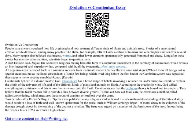 Evolution Vs.Creationism Essay | PPT
