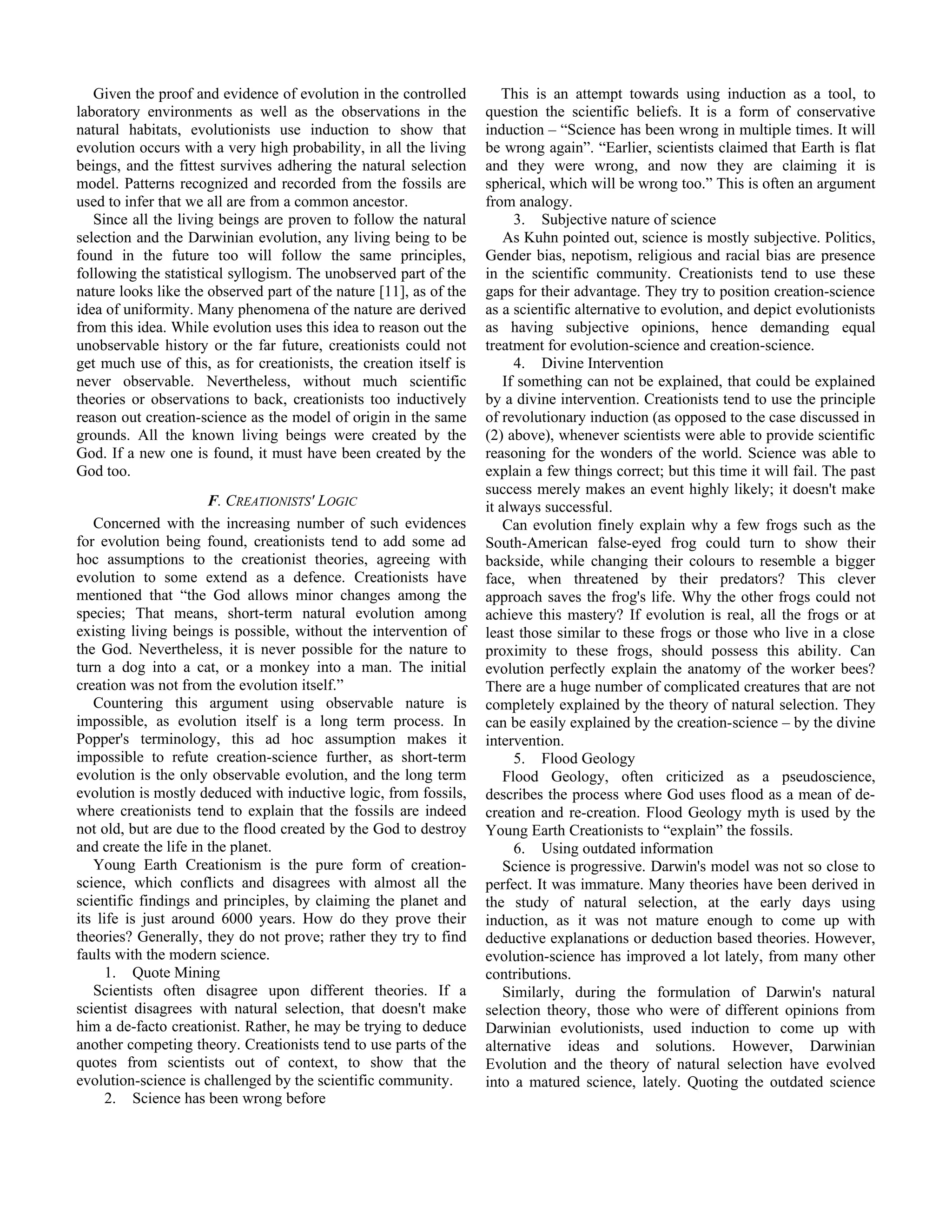 Evolution vs creation science | PDF