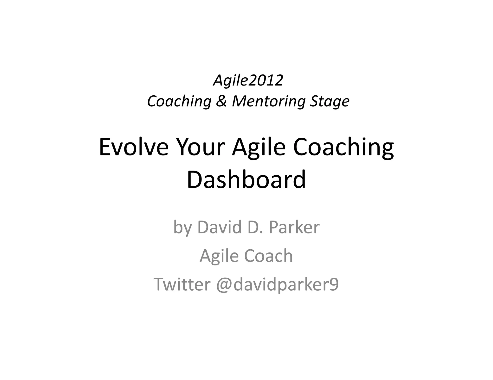 Evolve your agile coaching dashboard ver 2 | PDF