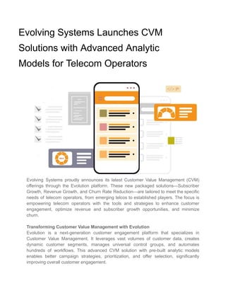 Evolving Systems Launches CVM Solutions with Advanced Analytic Models for Telecom Operators.pdf