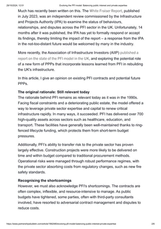 Evolving the PFI model_ Balancing public interest and private expertise ...