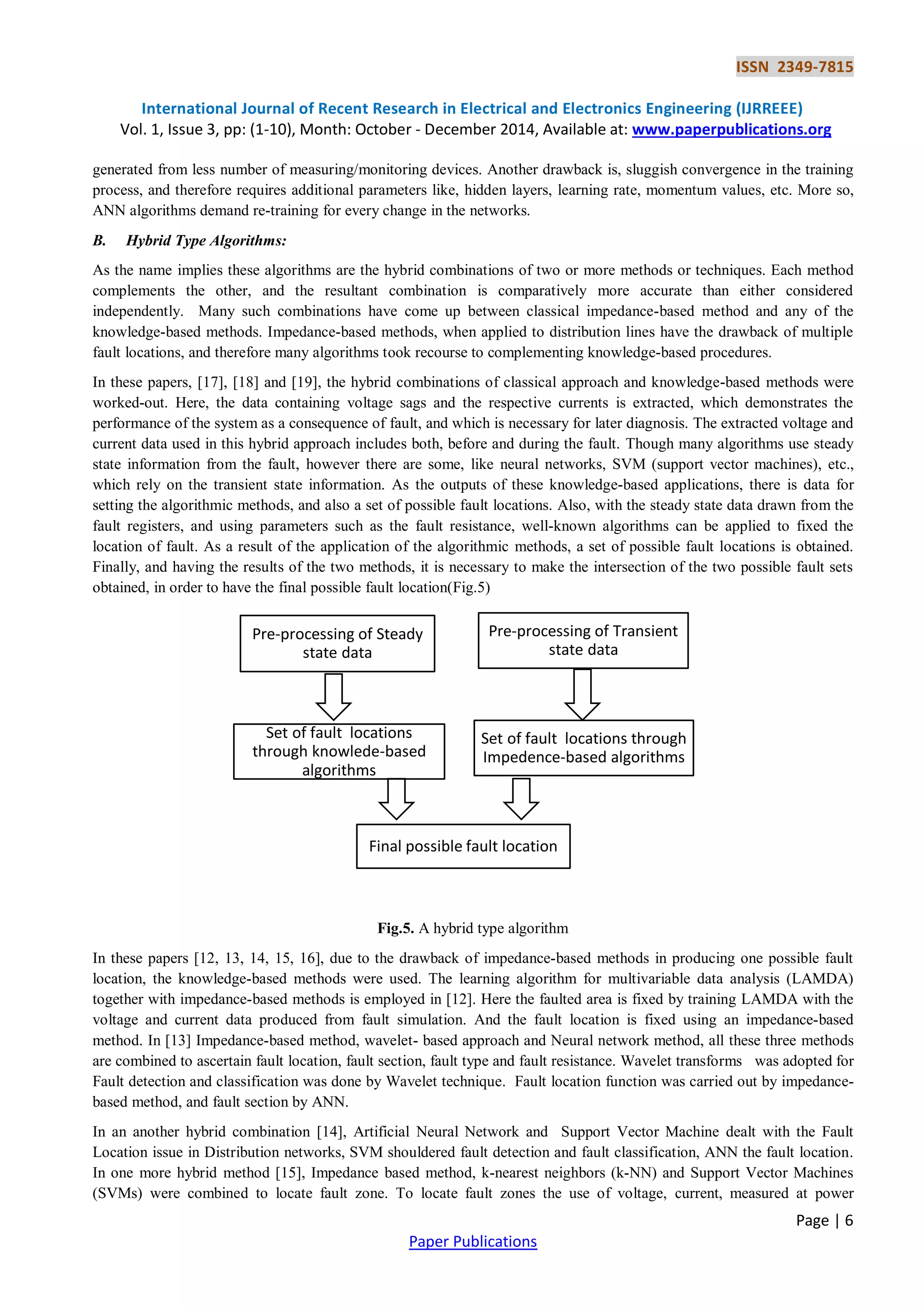 EVOLVING TRENDS FOR ENHANCING THE ACCURACY OF FAULT LOCATION IN POWER DISTRIBUTION NETWORKS | PDF