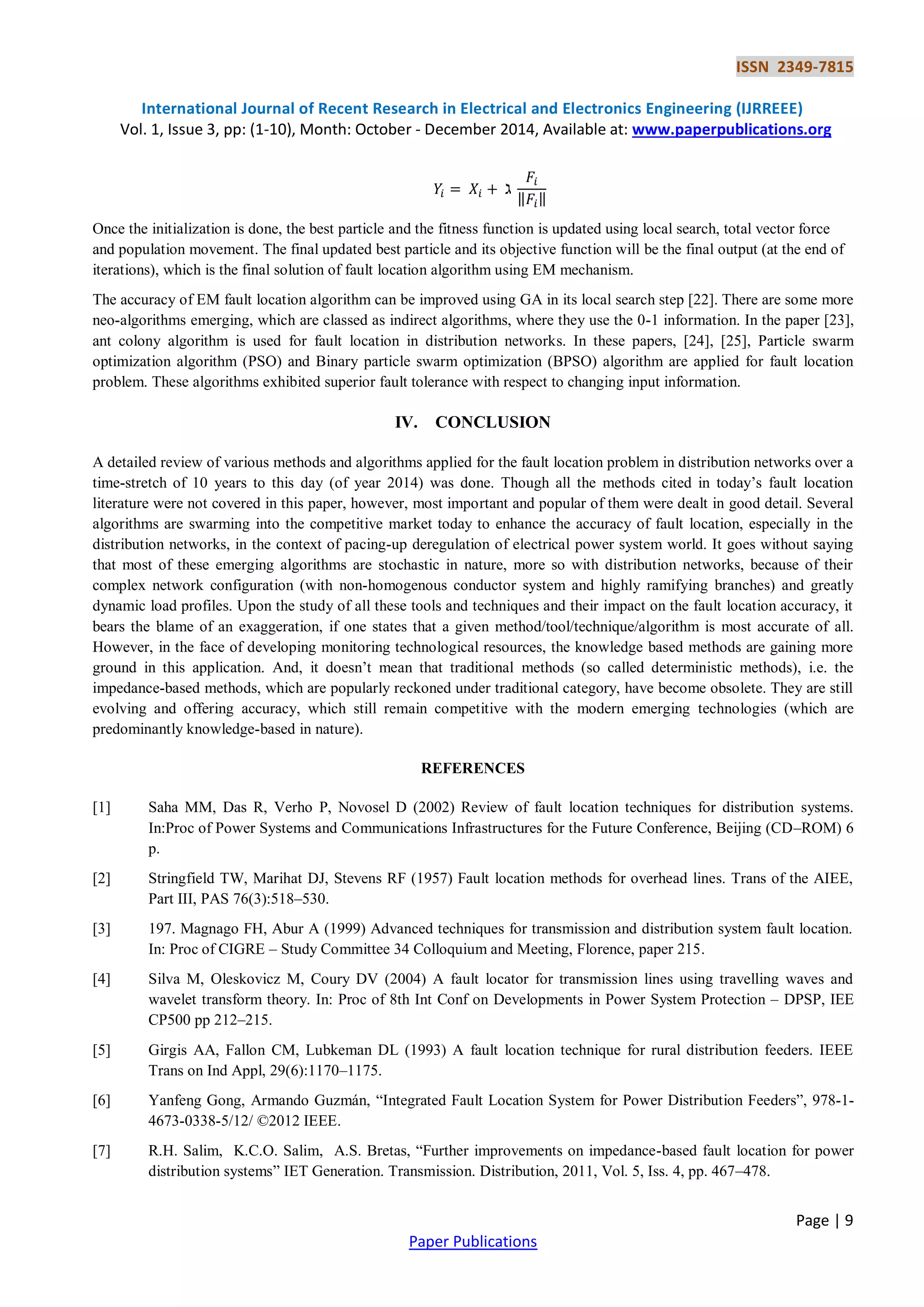 EVOLVING TRENDS FOR ENHANCING THE ACCURACY OF FAULT LOCATION IN POWER DISTRIBUTION NETWORKS | PDF