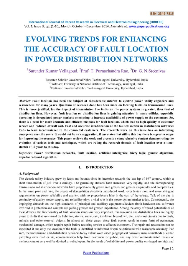 Evolving Trends For Enhancing The Accuracy Of Fault Location In Power