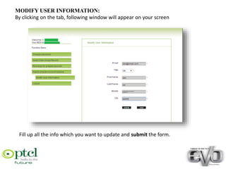 Evo self care portal - User Guide | PPT