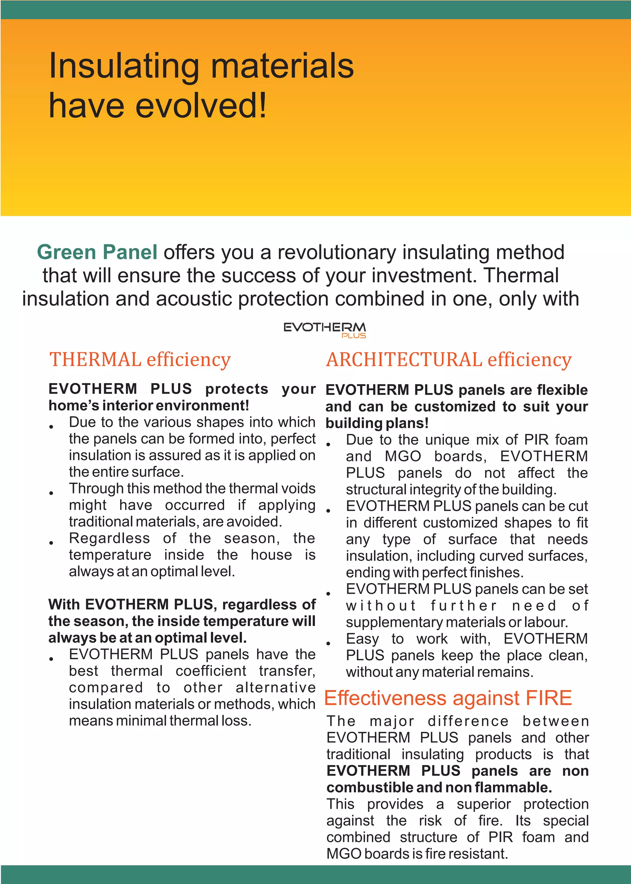 THERMAL INSULATION - Evotherm Plus (Brochure, English) | PDF
