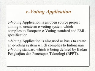 e-Voting Application using Internal Vtoken | ODP | Computer Software and Applications | Computing
