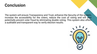 E-Voting Using Blockchain Technology for Security | PPTX