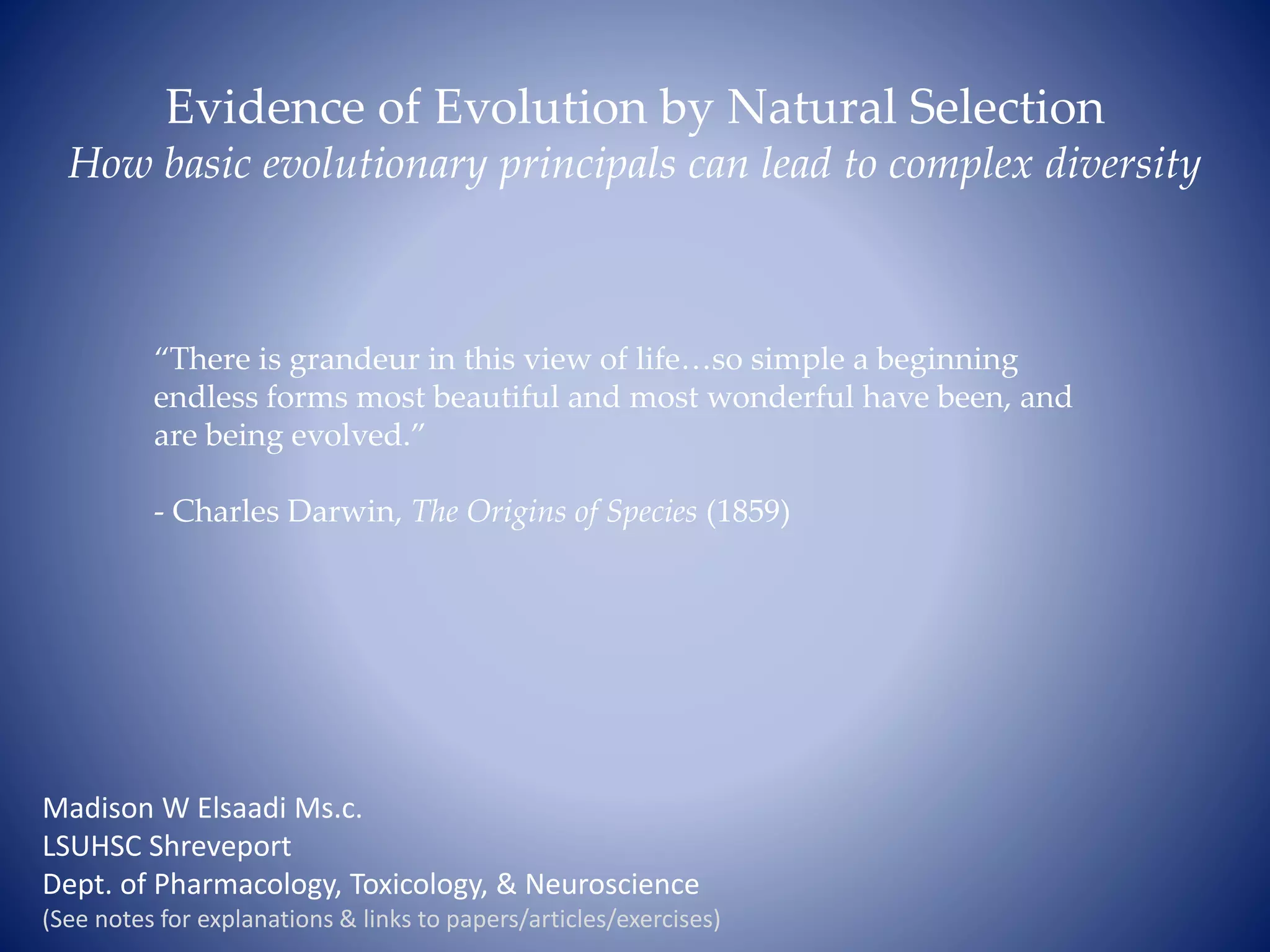 Evidence of Evolution by Natural Selection - how basic evolutionary ...