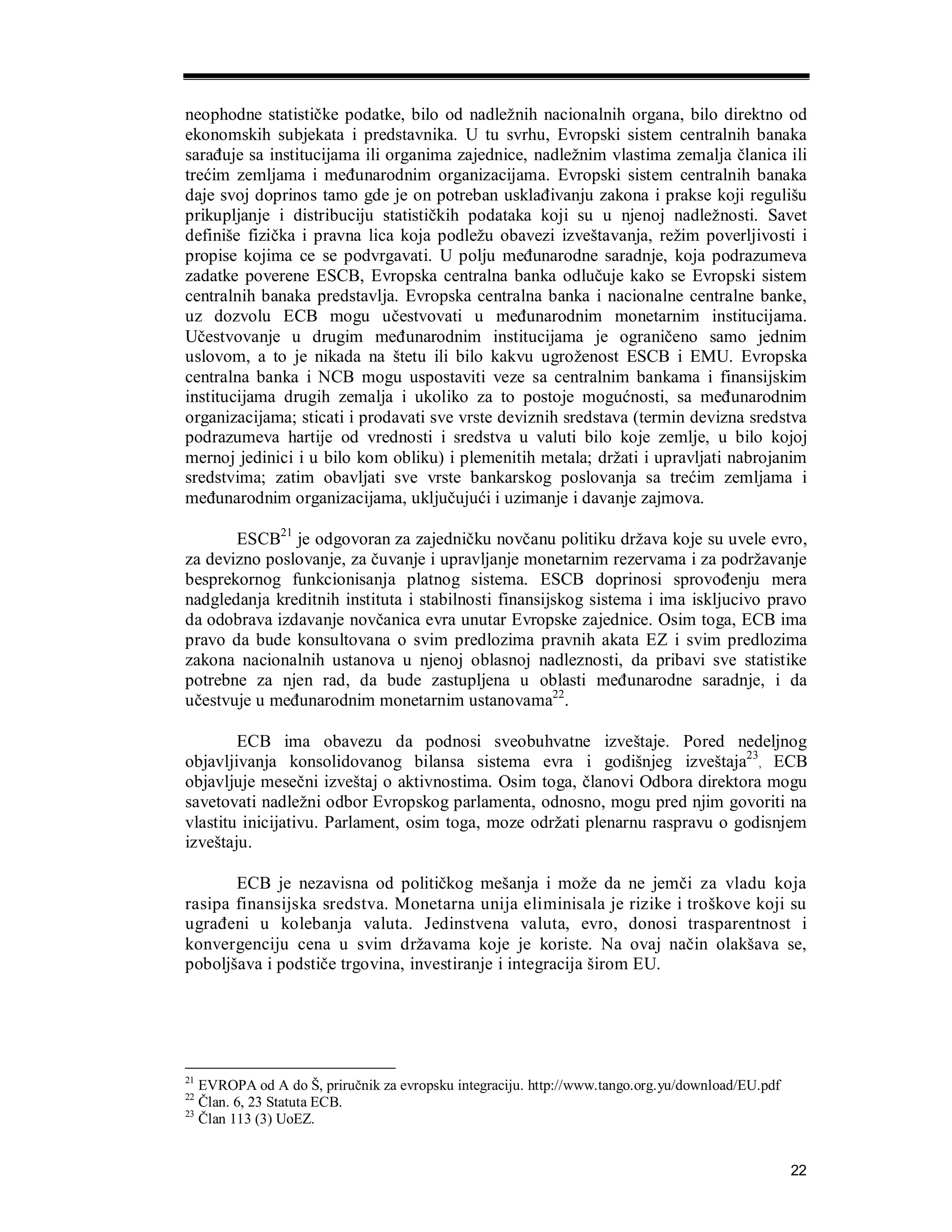 Evropski sistem centralnih banaka i evropske integracije master | PDF