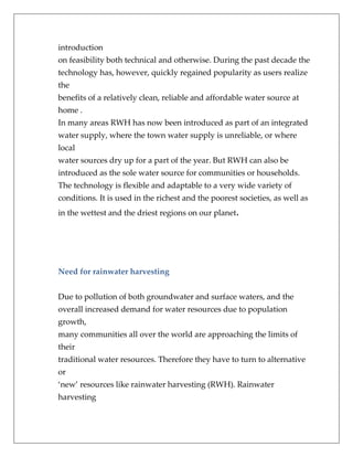 Evs Project on Rainwater harvesting Calcutta university | DOCX