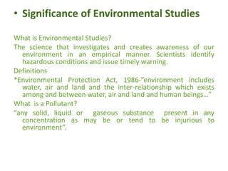 Environmental Studies Introduciton | PPT