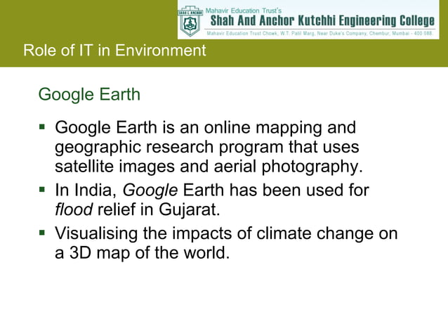 Role of IT in environment | PPT