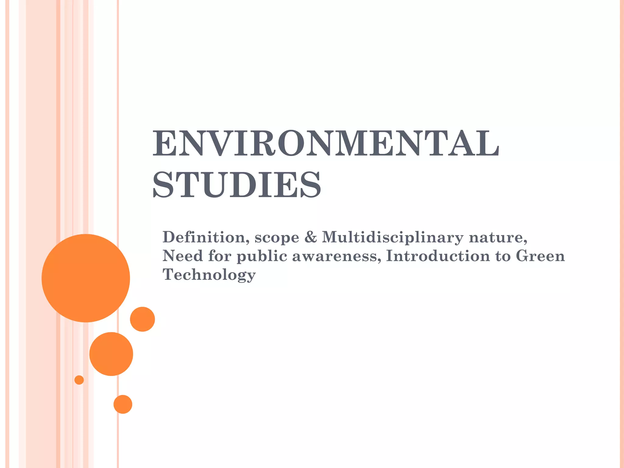 Introduction to Environmental Studies | PPT