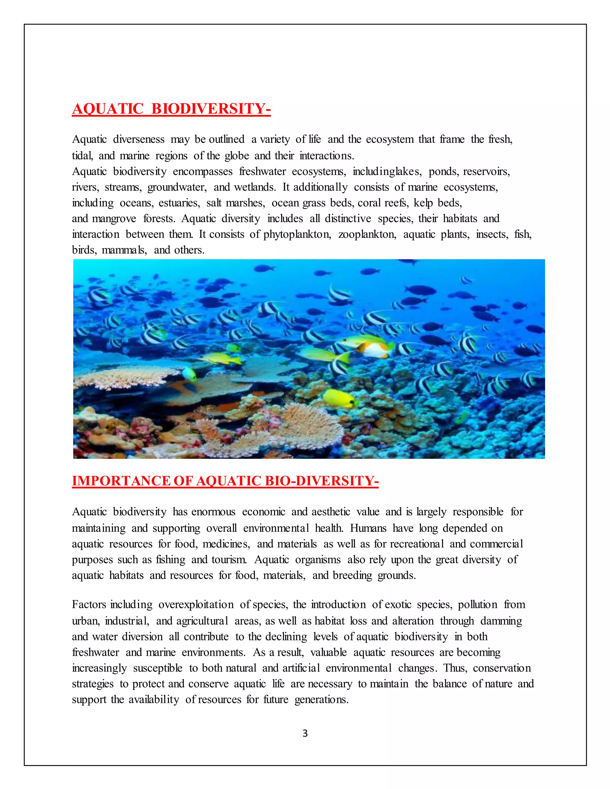 THREATS AND CONSERVATION OF TERESTIAL AND AQUATIC BIODIVERSITY | DOCX
