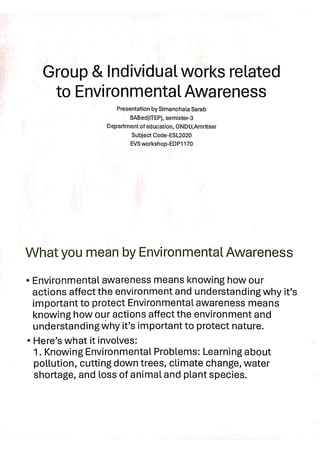 EVS Workshop file by Simanchala Sarab(Sem-3, ITEP, GNDU) | PDF