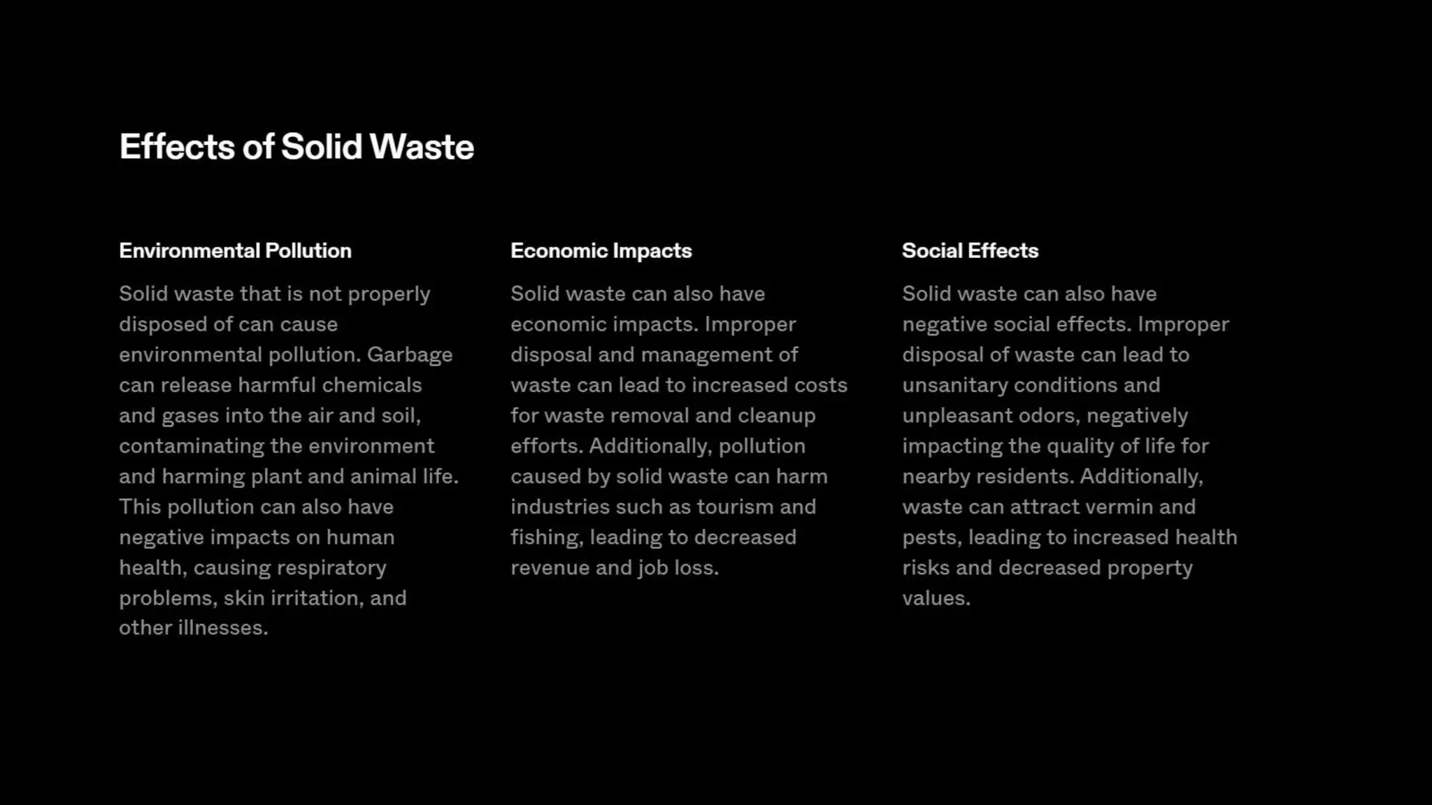 EVS Solid Waste Management, Effects and causes | PPTX