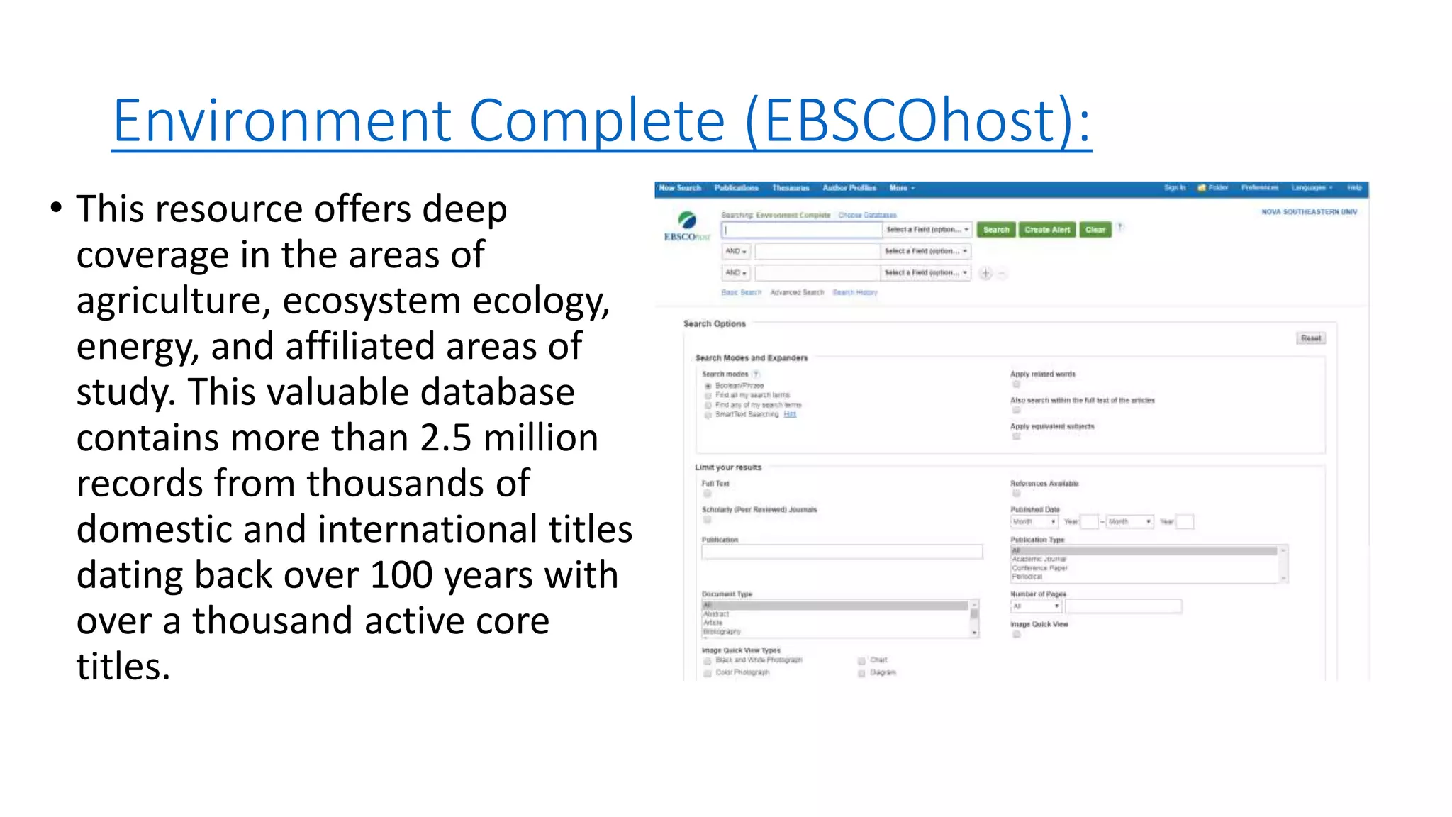 NSU Environmental Sciences Databases | PPT
