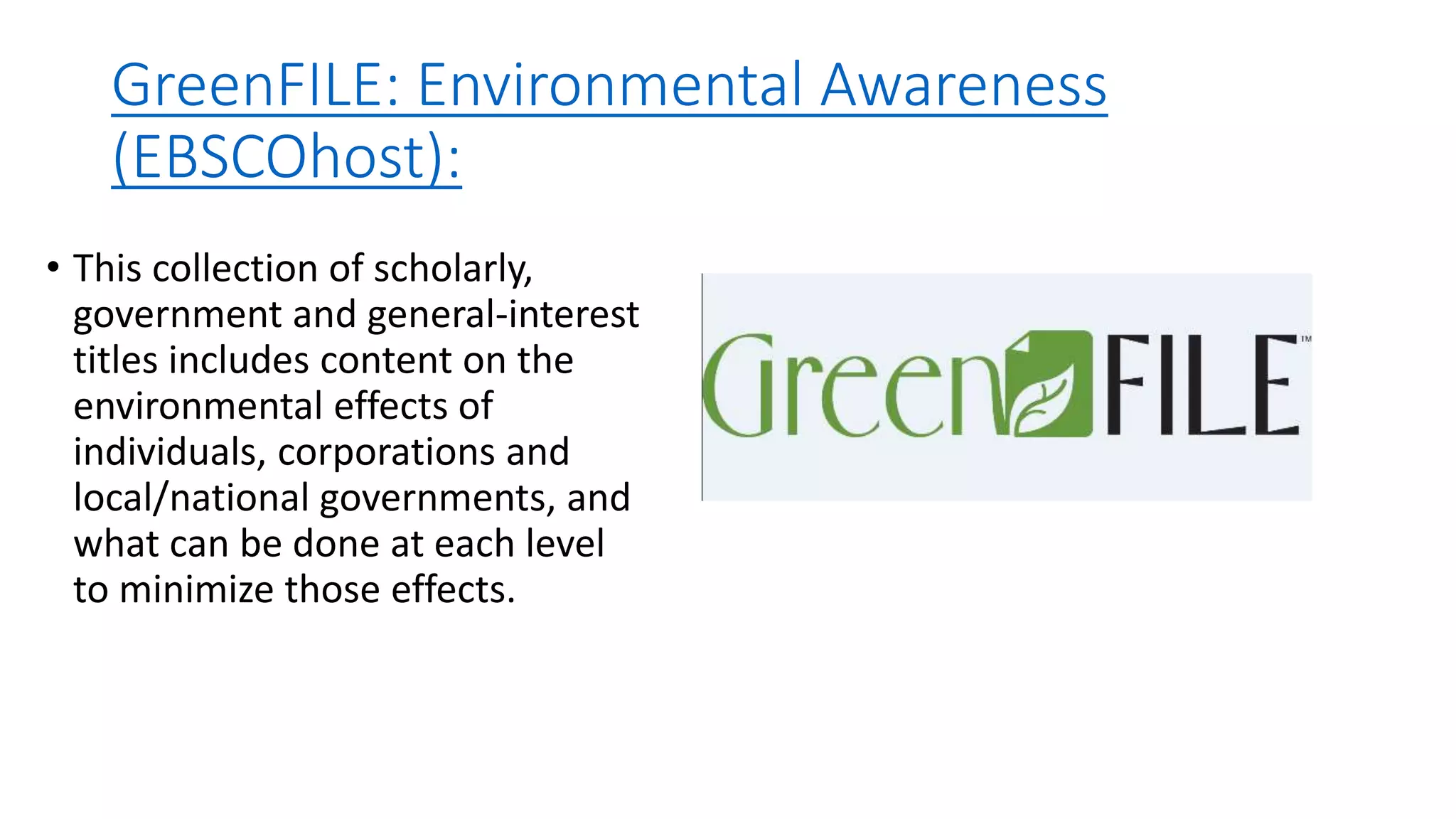 NSU Environmental Sciences Databases | PPT