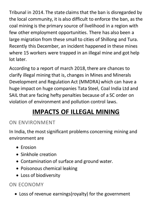 illegal mining and its impacts in India | PDF