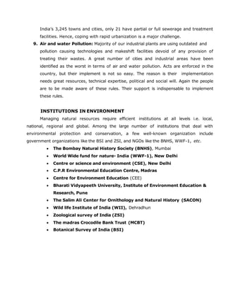 Environmental studies and Natural resources BBA | PDF