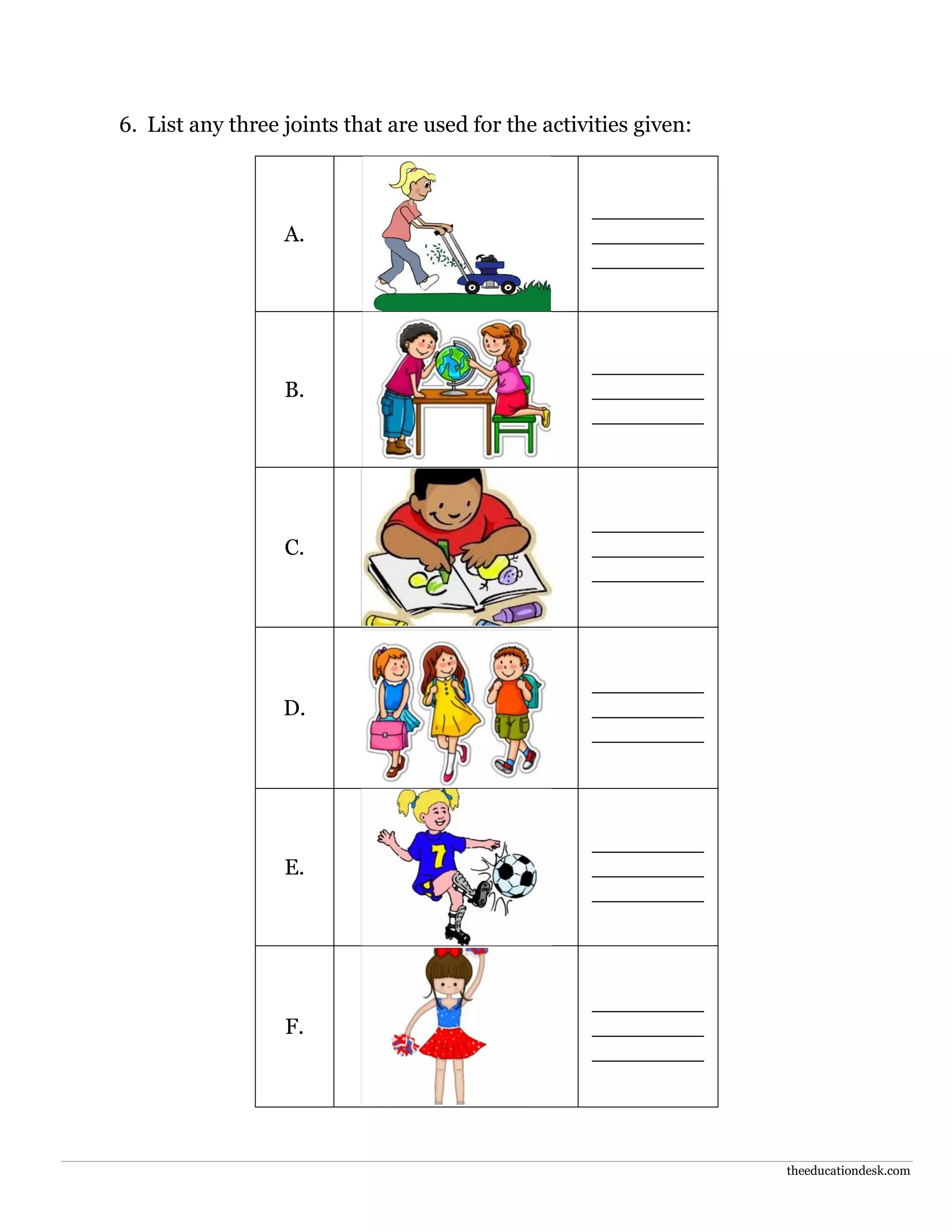 Environmental Science (EVS) : Body Parts Worksheet (Class II) | PDF