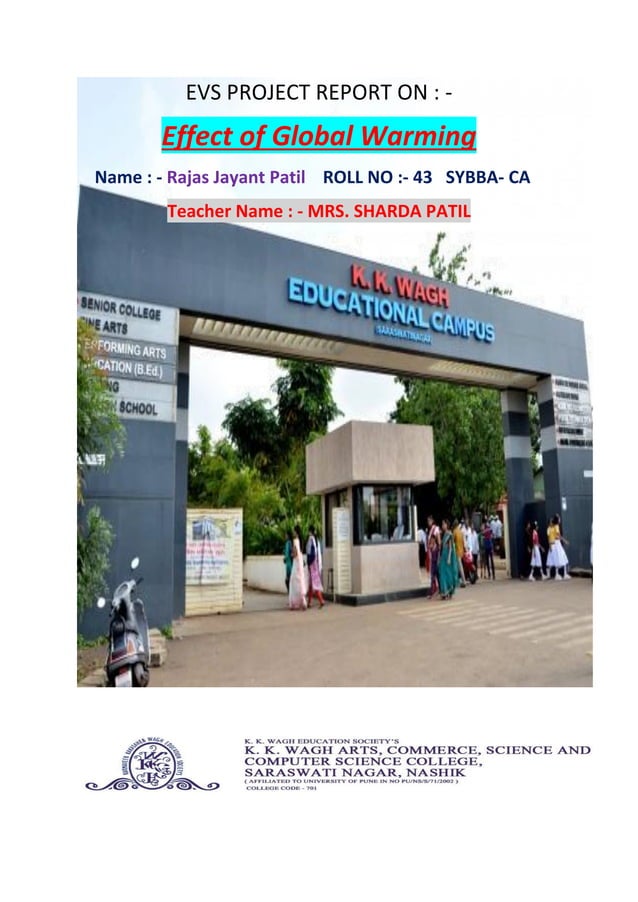 Evs project report on effect of global warming | PDF