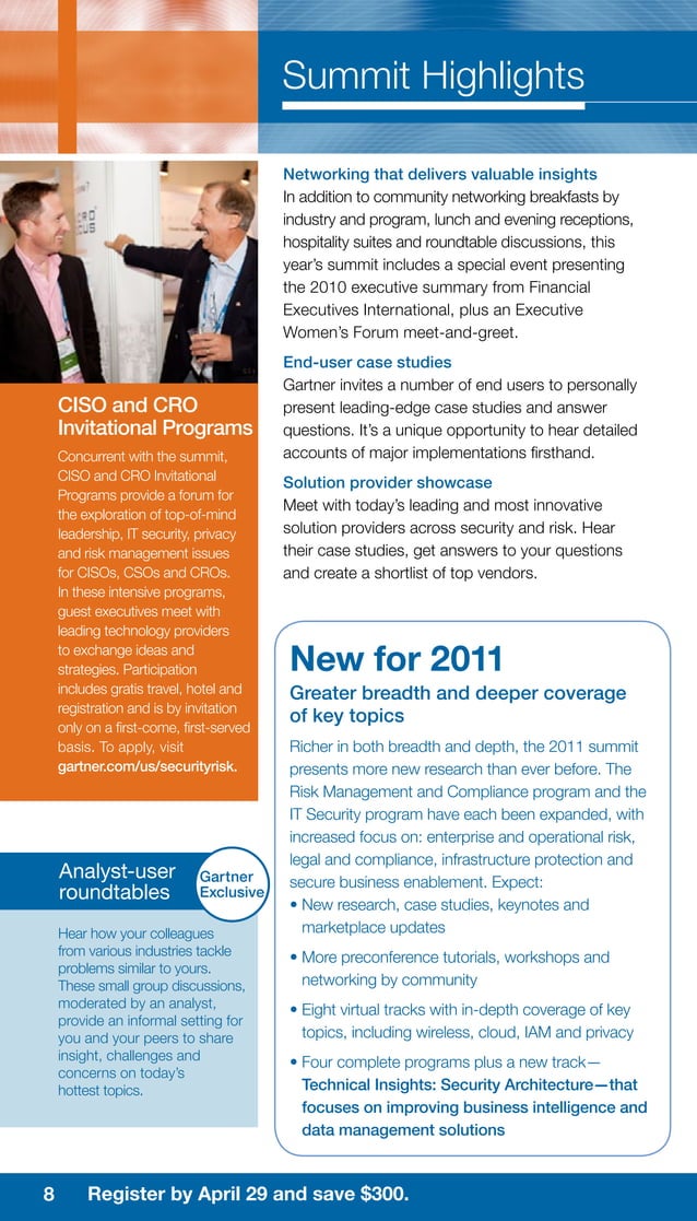 Gartner Security & Risk Management Summit Brochure | PDF