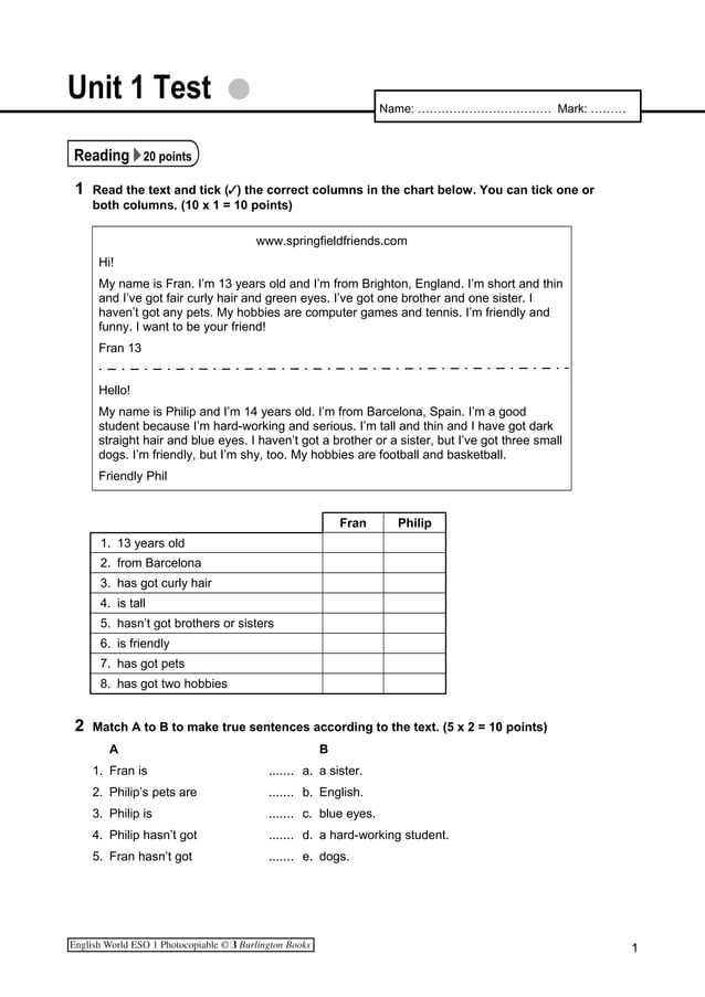 Unit 1 - Test 1 | DOC