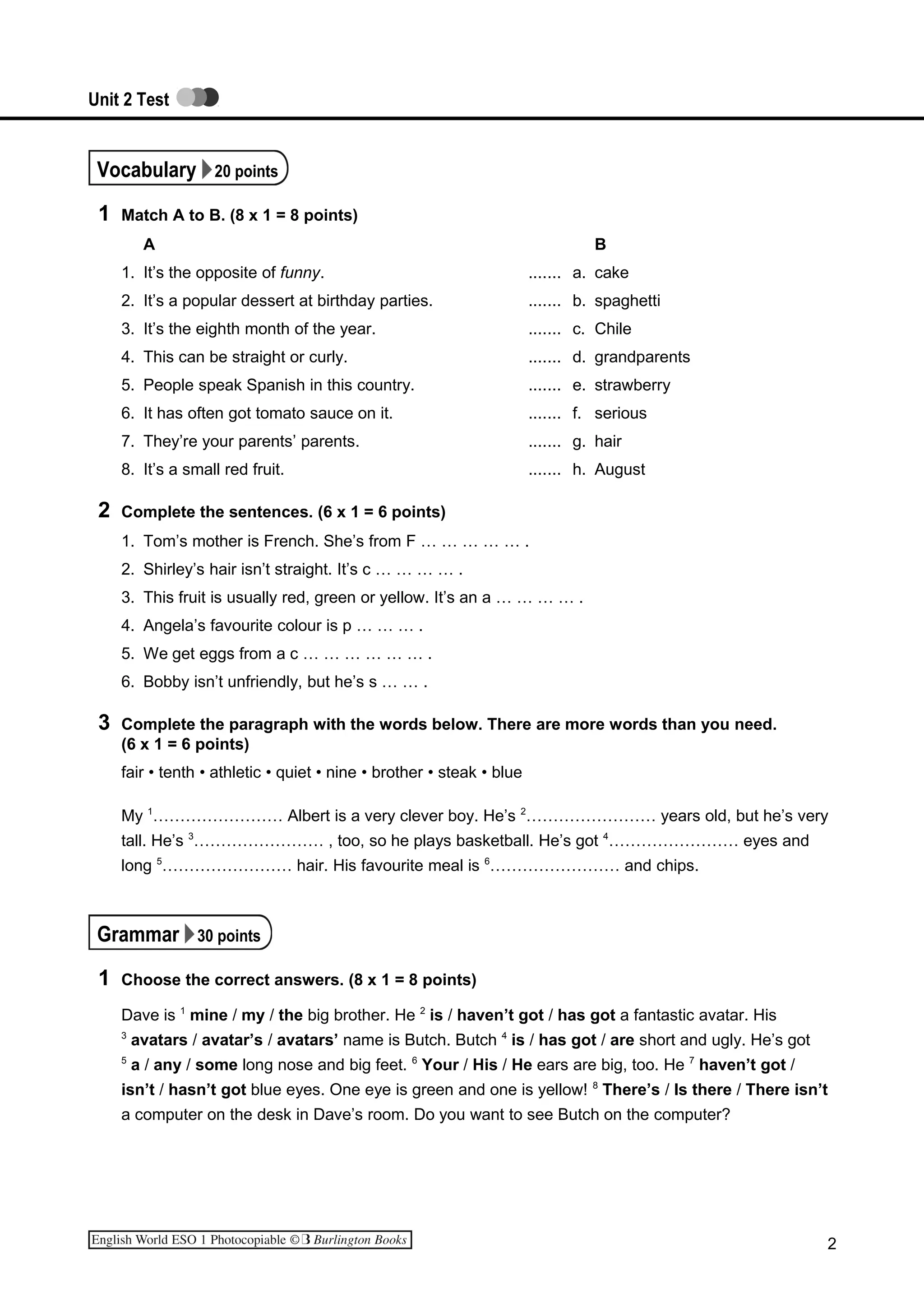 Unit 2 - Test 3 | DOC