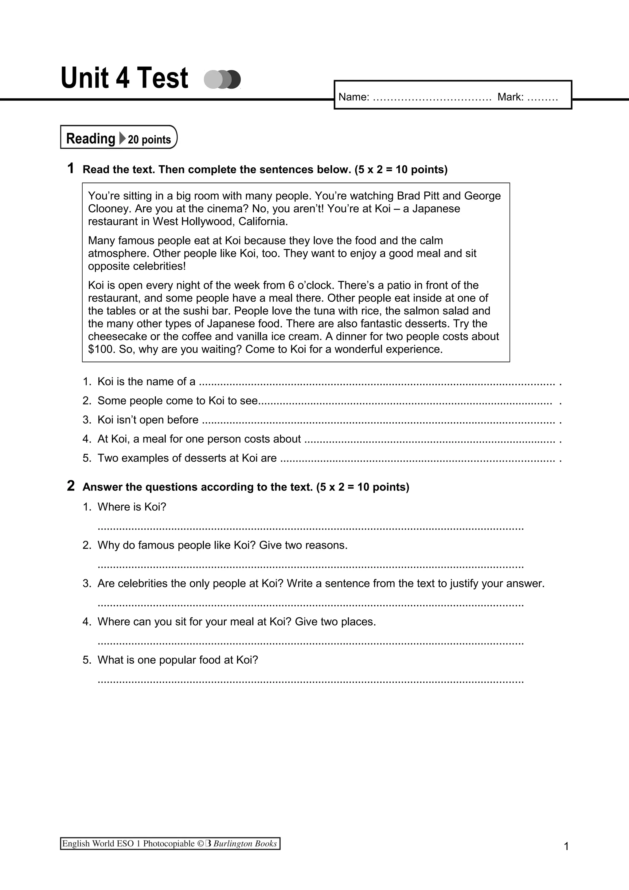 Unit 4 - Test 3 | DOC